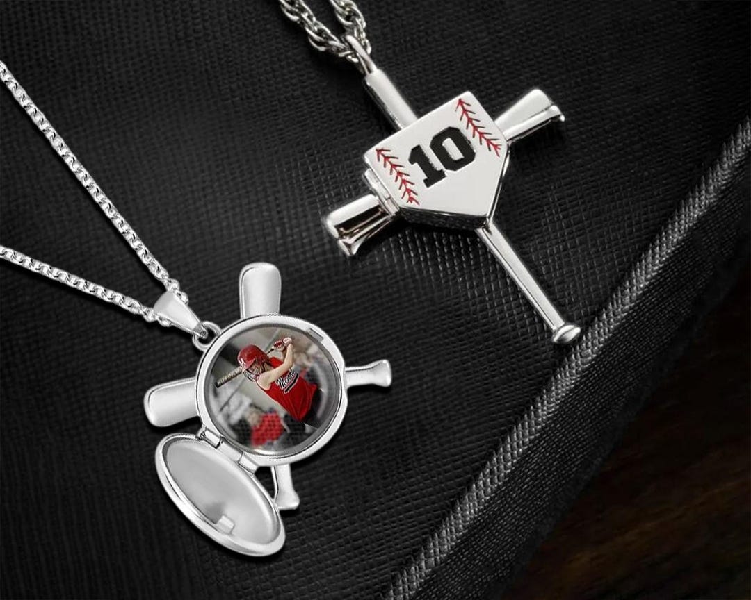 Personalized Baseball Pendant Necklace With Photo & Engraving ...