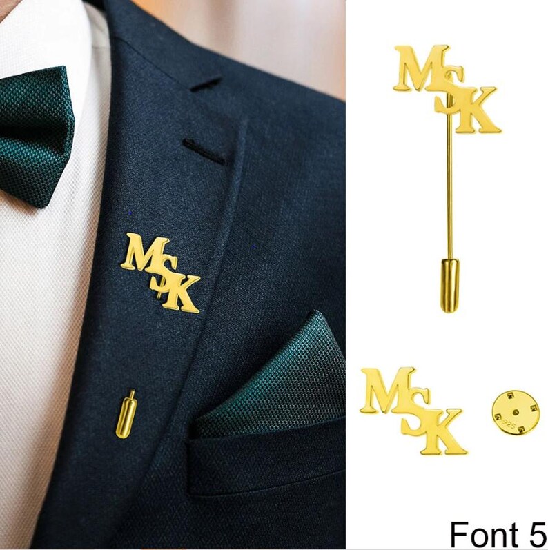Personalized Initial Name Lapel Pin | Custom Name Brooch Pin | Wedding ...