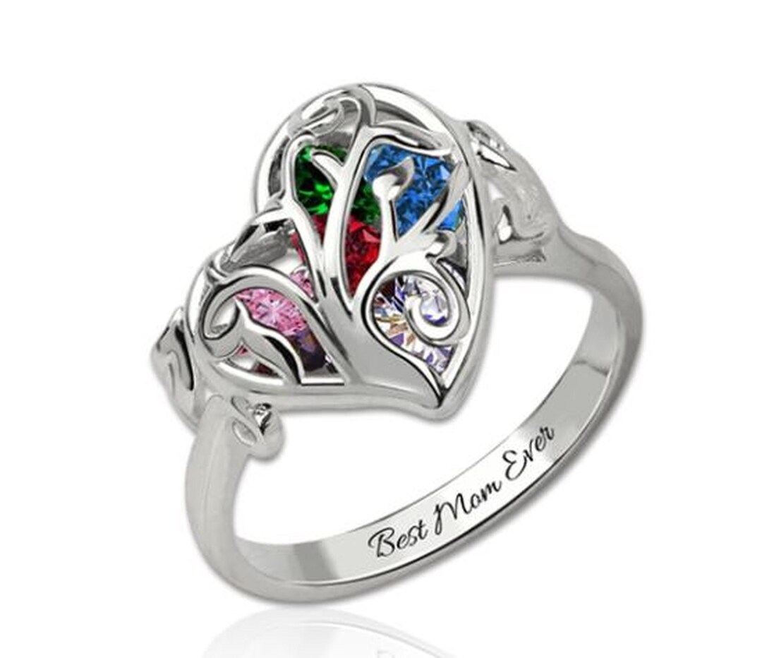 Personalized Family Tree Ring - Sterling Silver Custom Tiny Family ...