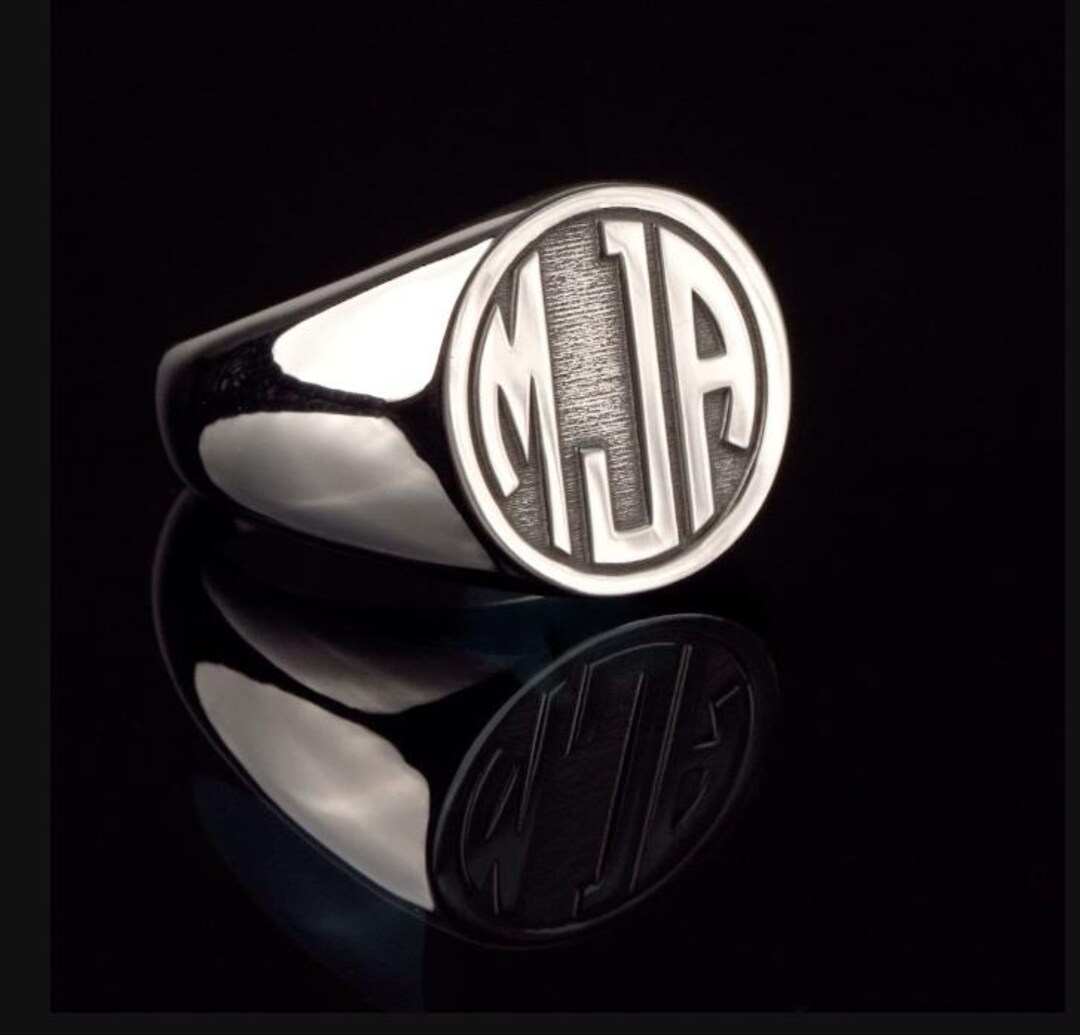Block Monogram Signet Ring - Custom Initials in Silver and Gold ...