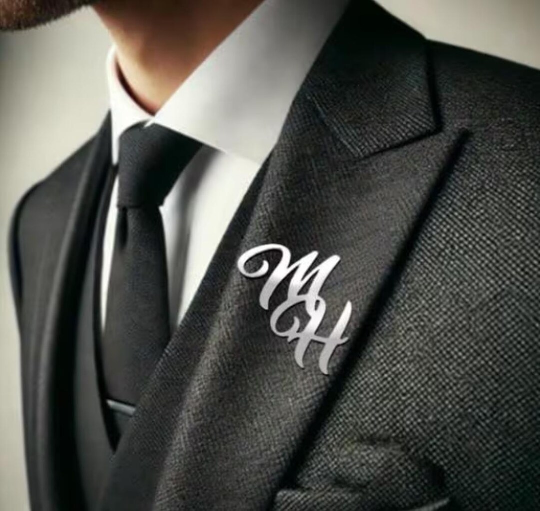 Custom Initial Lapel Pin | Silver or Gold Wedding Gift for Best Man ...