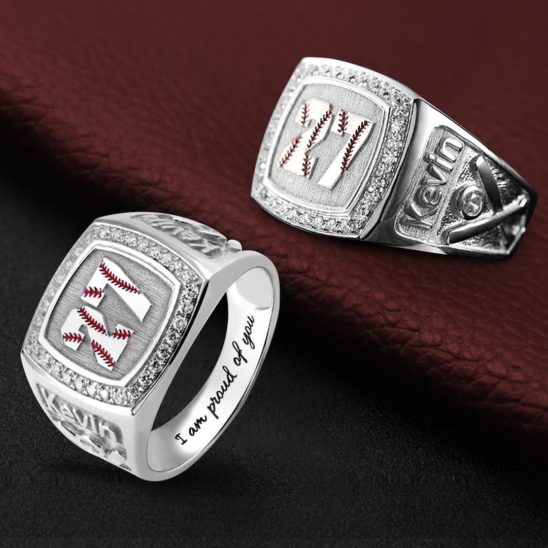 Custom Baseball Signet Ring in Sterling Silver – Personalized Name and ...