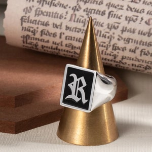 Custom Initial Sterling Silver Signet Ring | Vintage Monogram Ring for ...