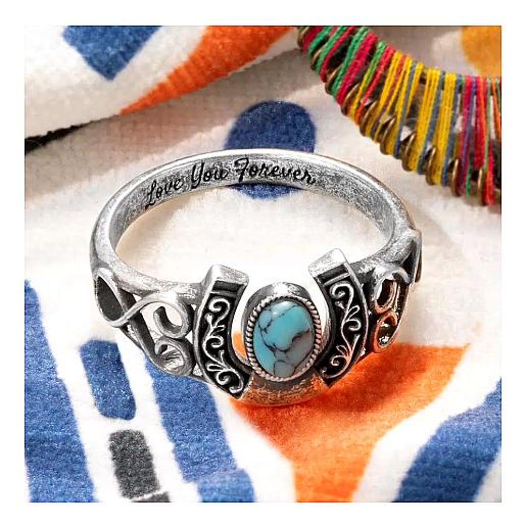 Boho Turquoise Horseshoe Ring, Western Cowgirl Good Luck Jewelry ...