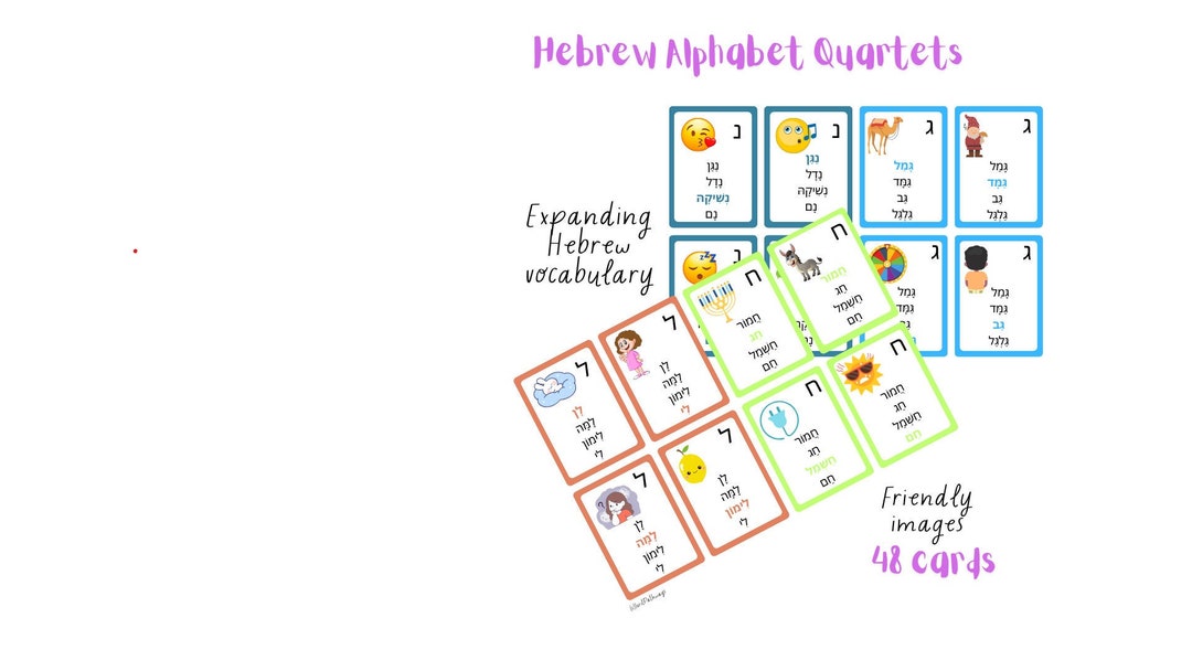 Hebrew Alphabet Quartet Card Game - Fun and Educational | 12 Sets for ...