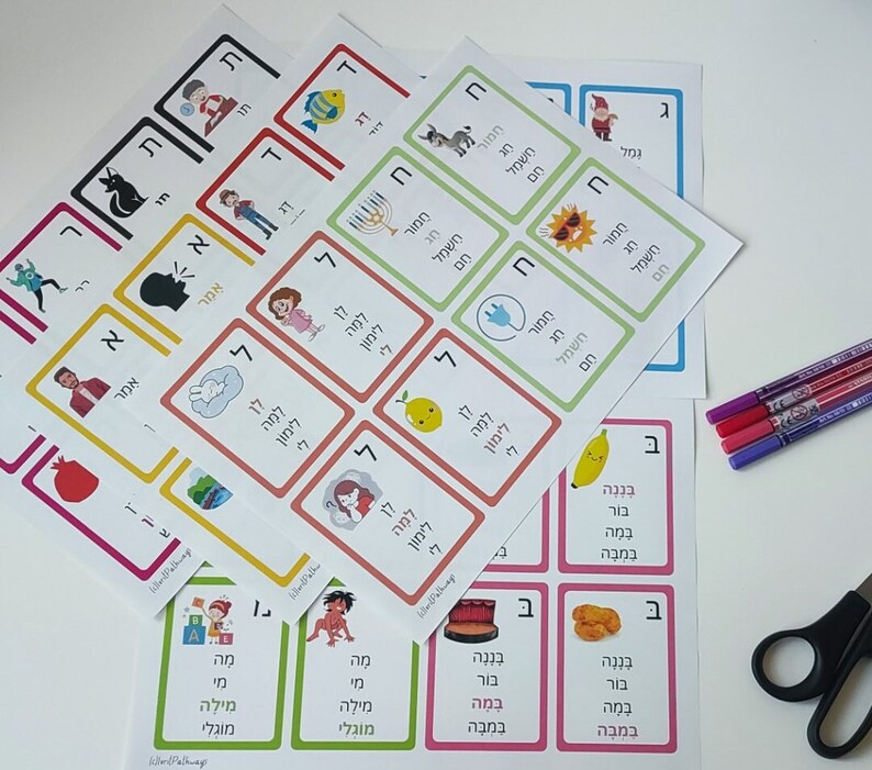 Hebrew Alphabet Quartet Card Game - Fun and Educational | 12 Sets for ...