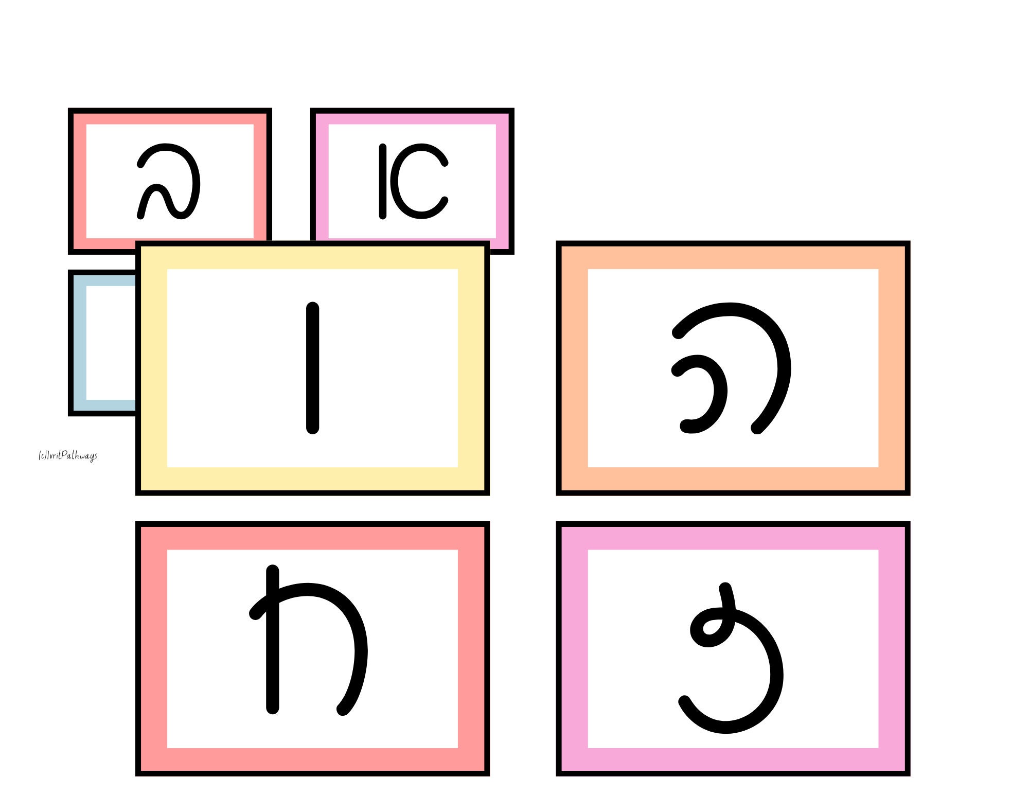 Cursive Hebrew, Handwritten Hebrew Cards - Colorful, Perfect for ...