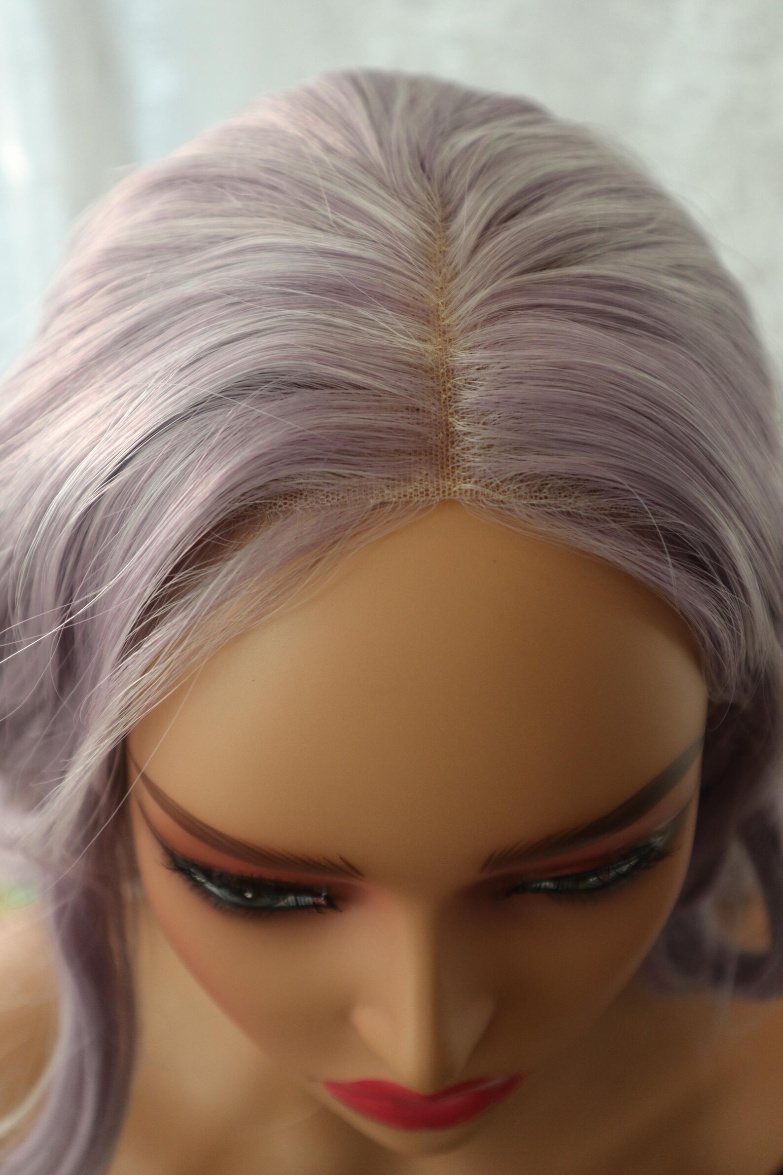 Long Wavy Lavender & Gray 26 Inch Front Lace Wig – Natural Clear ...
