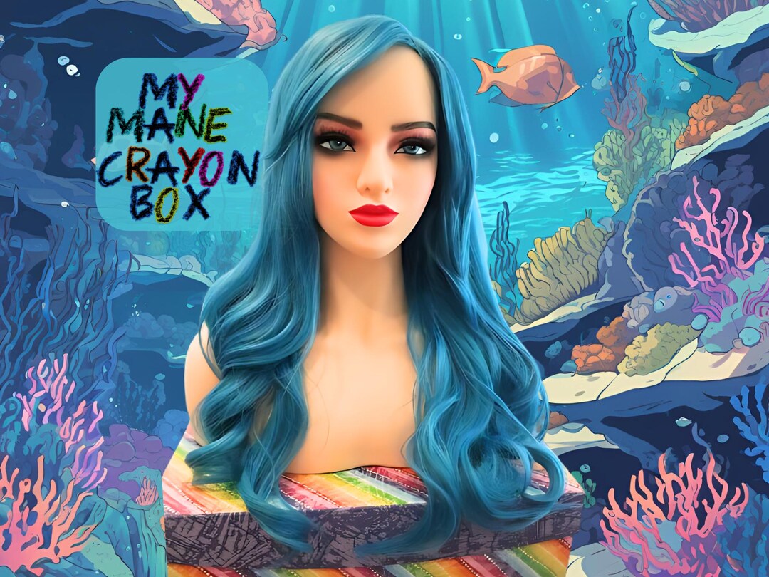 Aqua and Blue Wavy Long Synthetic Wig | Cosplay - Etsy