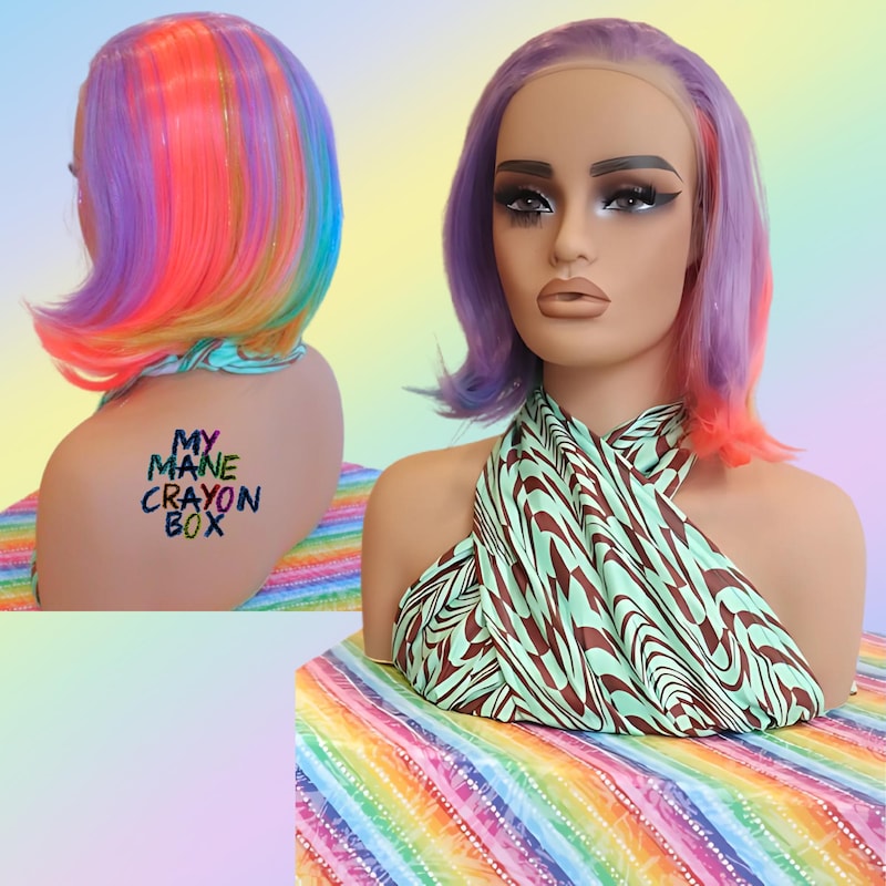 Rainbow Wig - Etsy