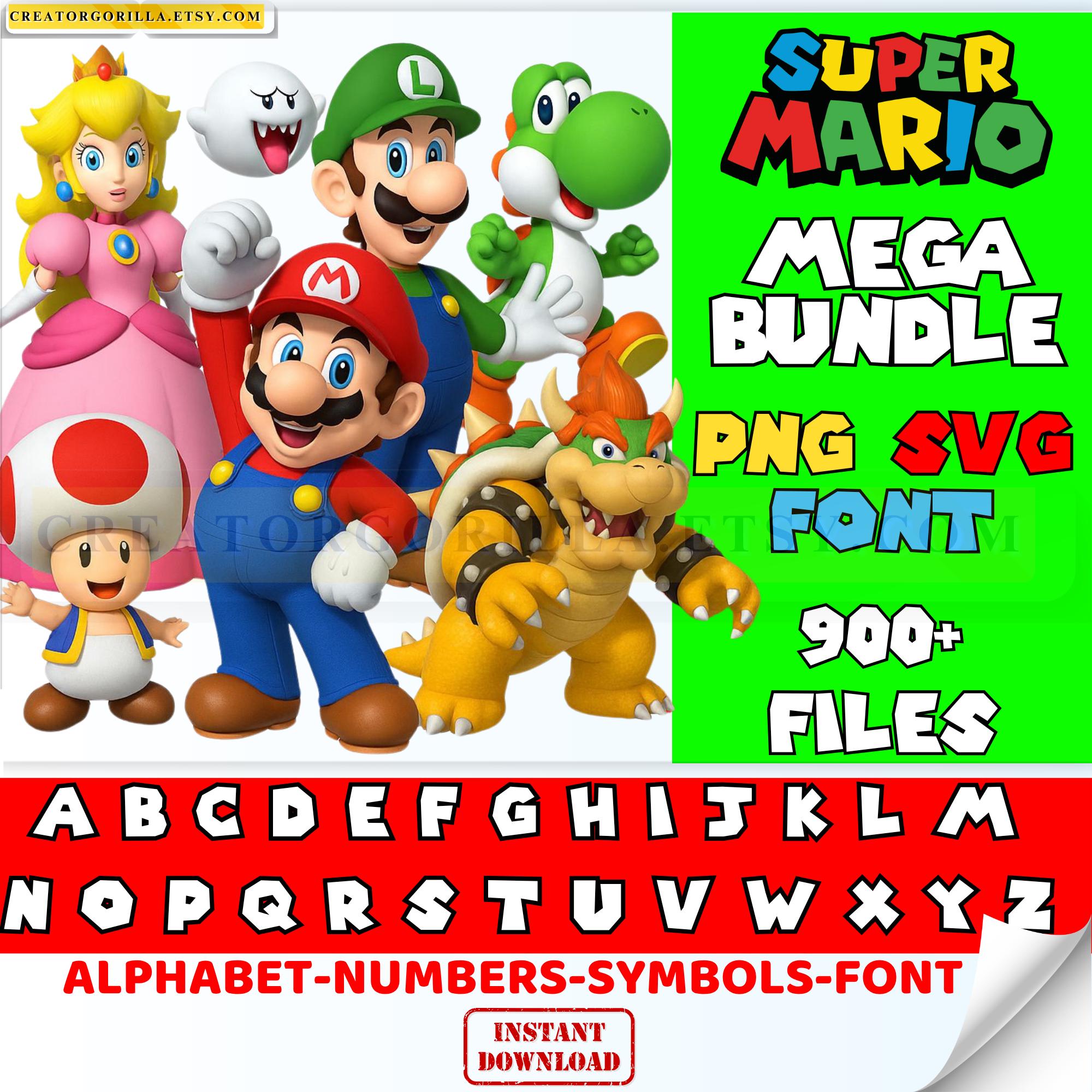 Super Mario Font Svg Super Mario Alphabet Svg Super Mario Etsy