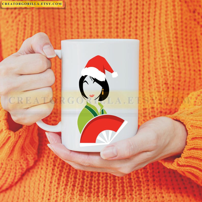 Cartoon Princess Christmas SVG PNG Bundle 44 Files, Princess Santa Hat ...