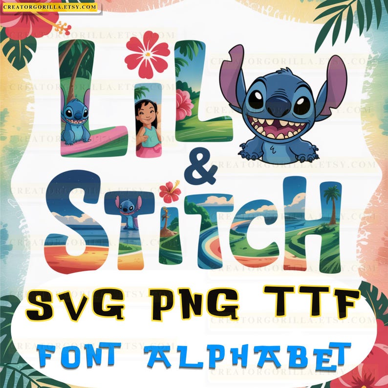Lilo and Stitch Font Bundle SVG PNG TTF Files, Cute Alphabet Numbers ...