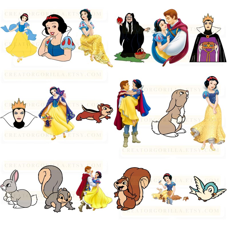 Snow White SVG Bundle: Seven Dwarfs, Princess Cut Files (digital ...
