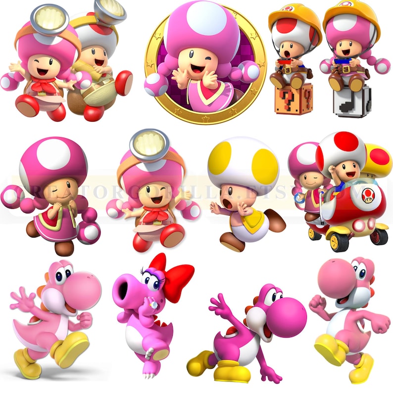 Princess Peach Friends PNG Clipart Bundle, Mario Party Art (digital ...