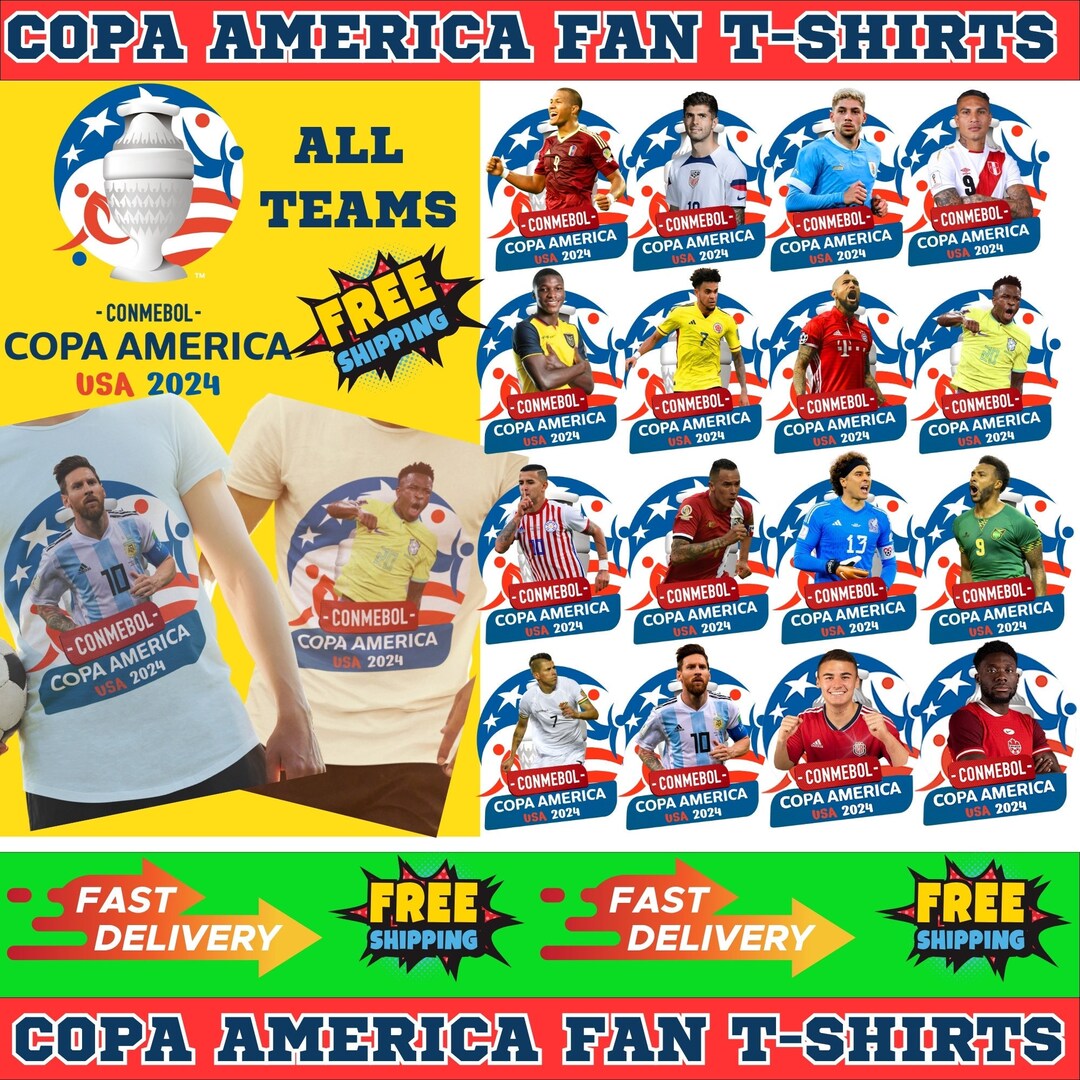 Copa America USA 2024 All Teams and Footballer Fan T-shirts,copa ...
