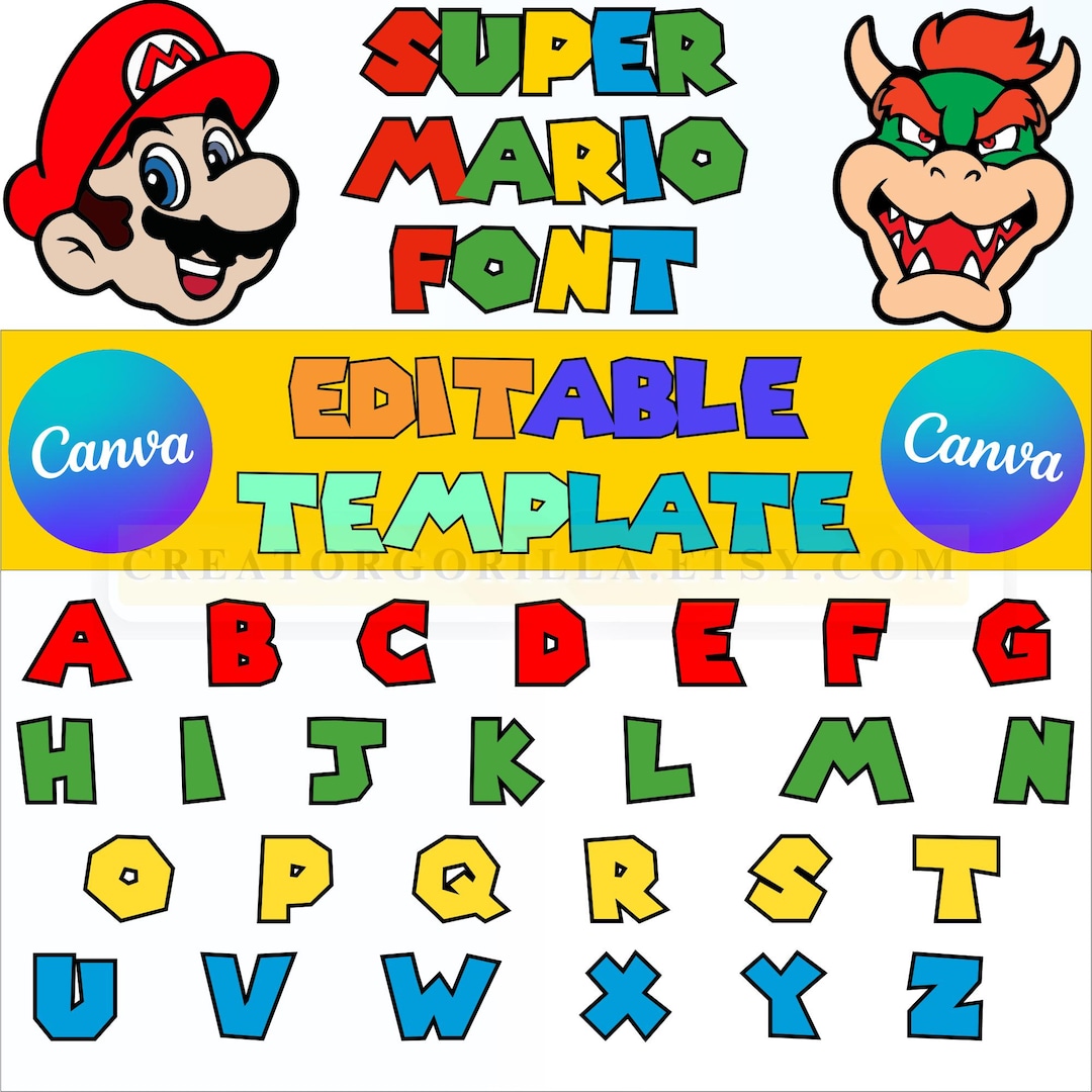 Super Mario Alphabet Canva Template: Editable Letters & Numbers ...