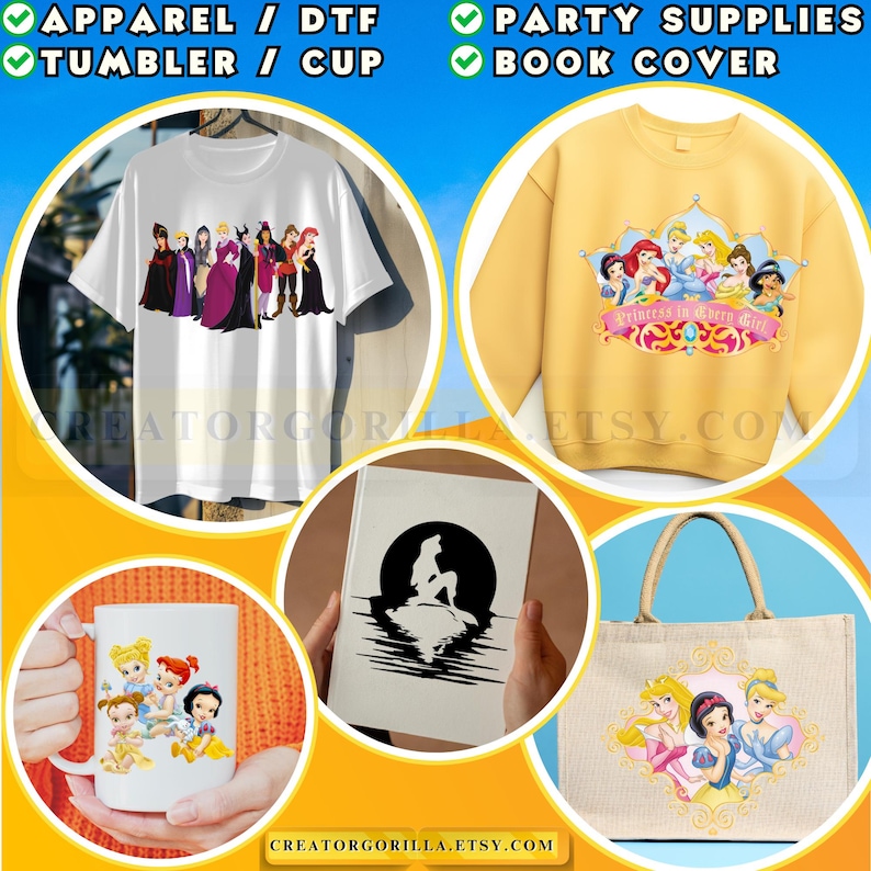 All Princesses Svg Png Bundle 70 Files, Cartoon Princess Silhouettes ...