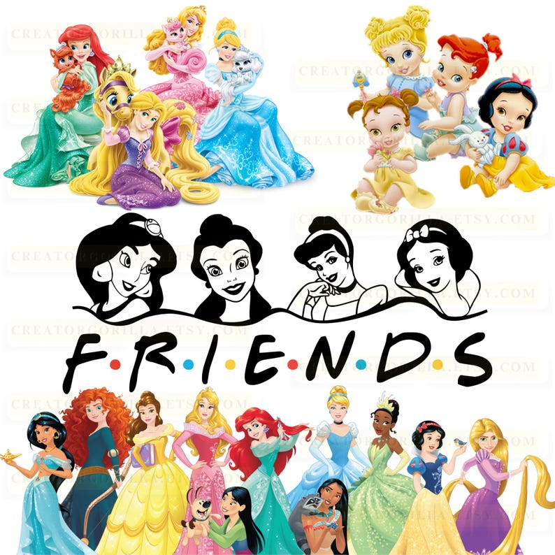 All Princesses Svg Png Bundle 70 Files, Cartoon Princess Silhouettes ...