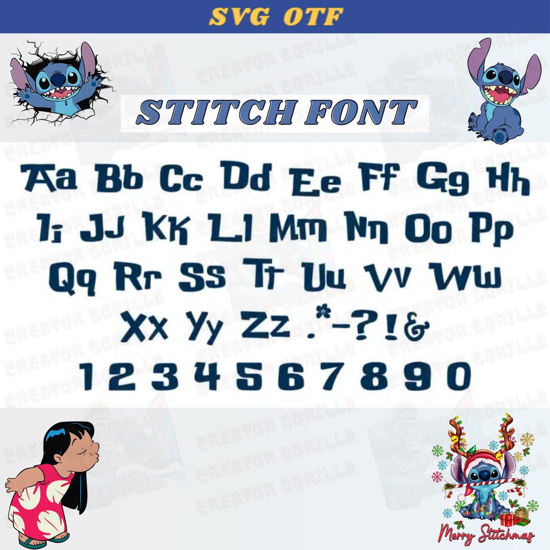 Lilo and Stitch Font Bundle Svg Otf Files,lilo and Stitch Alphabet ...