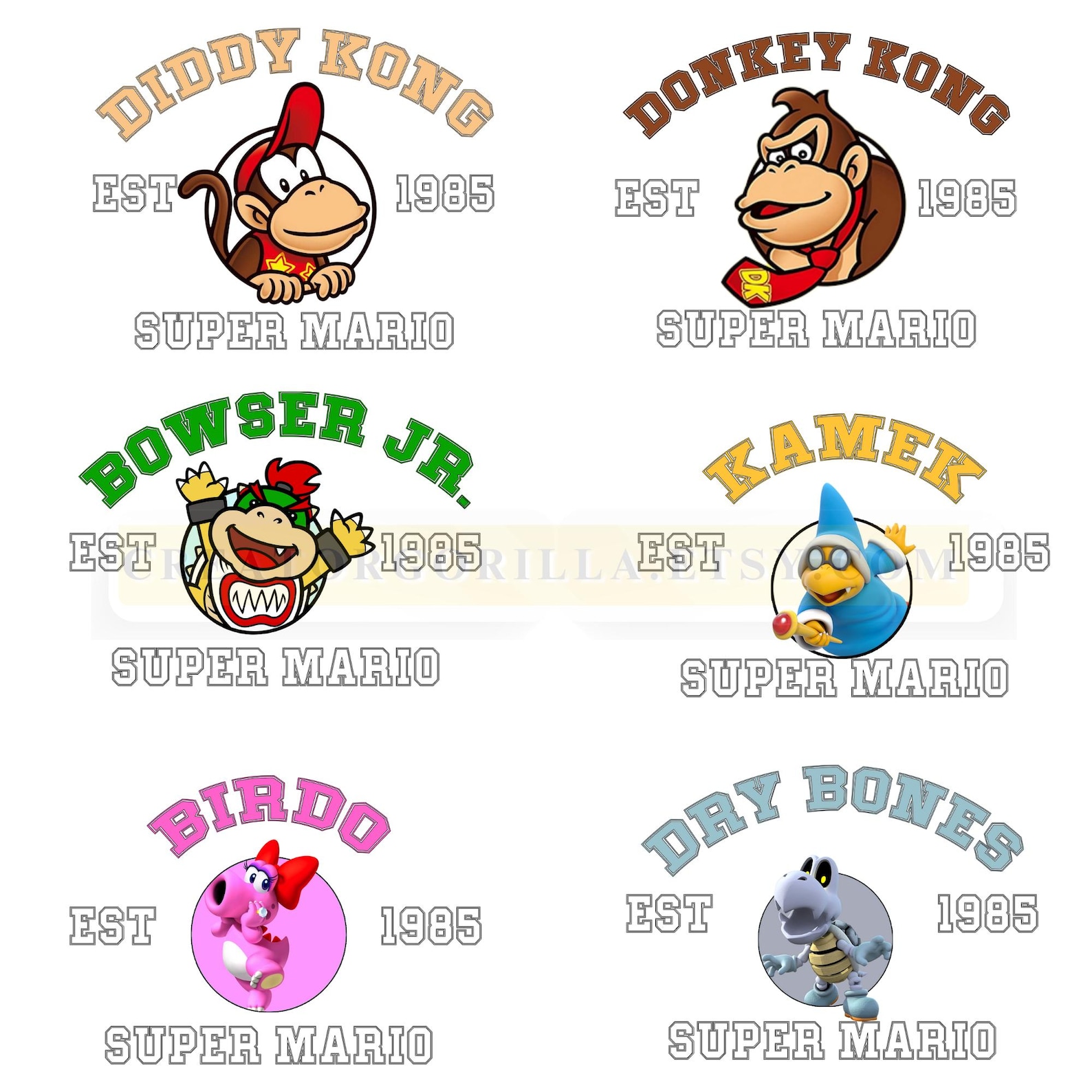 Super Mario PNG Bundle: Retro 80s Game Characters (digital Download) - Etsy