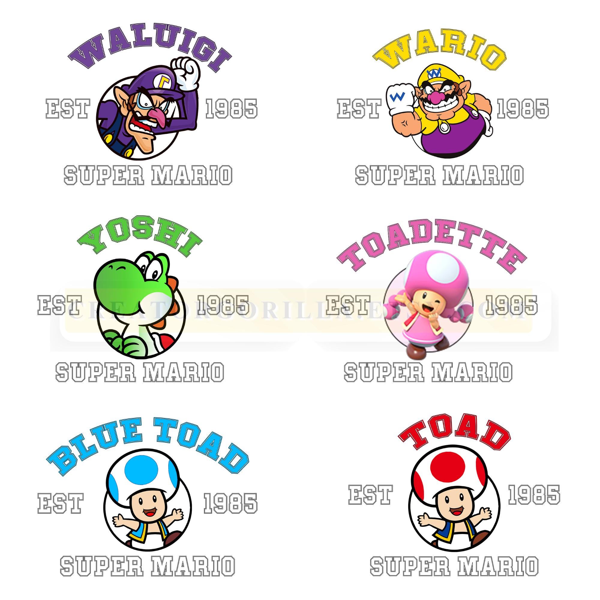 Super Mario PNG Bundle: Retro 80s Game Characters (digital Download) - Etsy