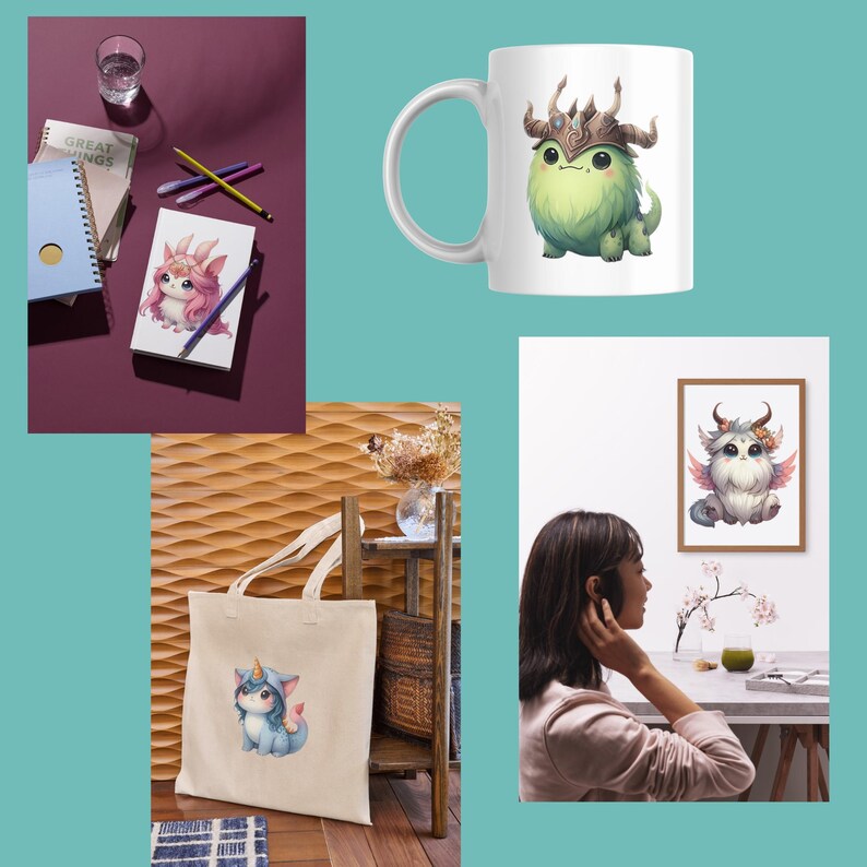 Mythical Creatures Watercolor Clipart Bundle,36 PNG Mythical Images ...