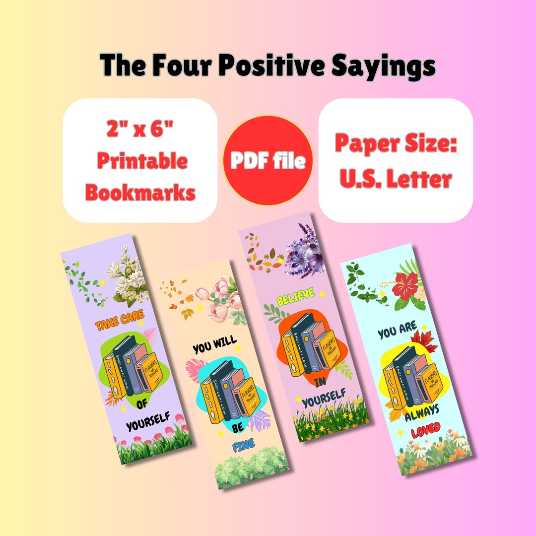 Printable Bookmark, Positive Phrases Bookmark, Affirmation Bookmark ...