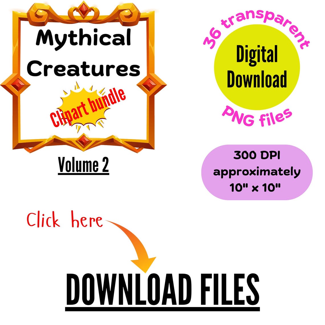 Mythical Creatures Watercolor Clipart Bundle,36 PNG Mythical Images ...