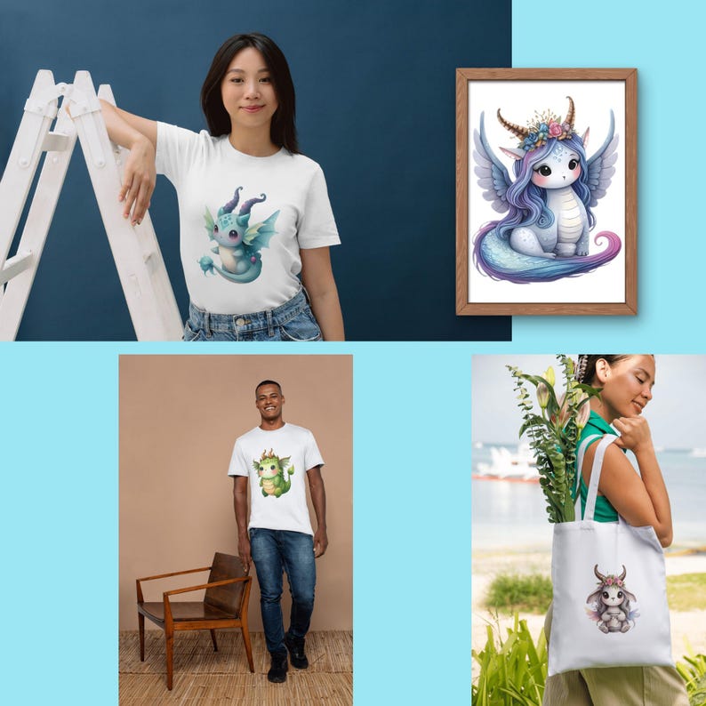 Mythical Creatures Watercolor Clipart Bundle,36 PNG Mythical Images ...