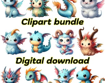 Mythical Creatures Watercolor Clipart Bundle,36 PNG Mythical Images ...