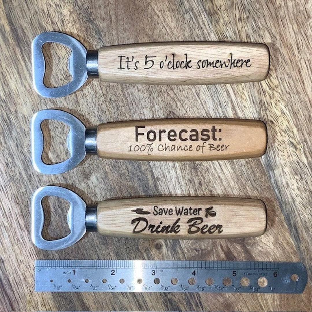 Custom Engraved Wood Handle Beer Bottle Opener - Perfect Gift for Beer ...