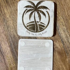 Beach Themed Wooden Coasters Set of 4 - Handcrafted Engraved Coastal ...