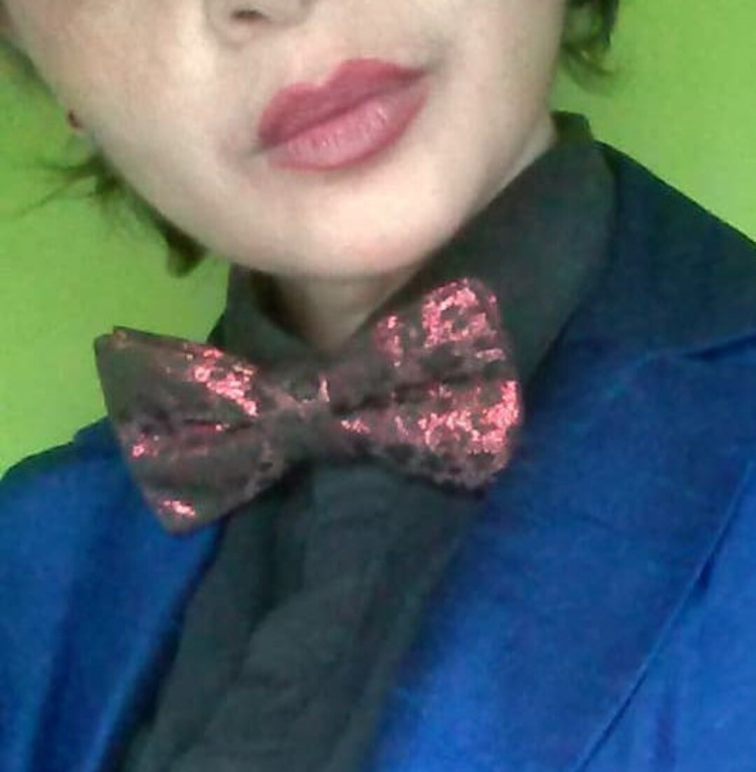 Red Leopard Print Bow Tie With Lace Print Pocket Square - Etsy