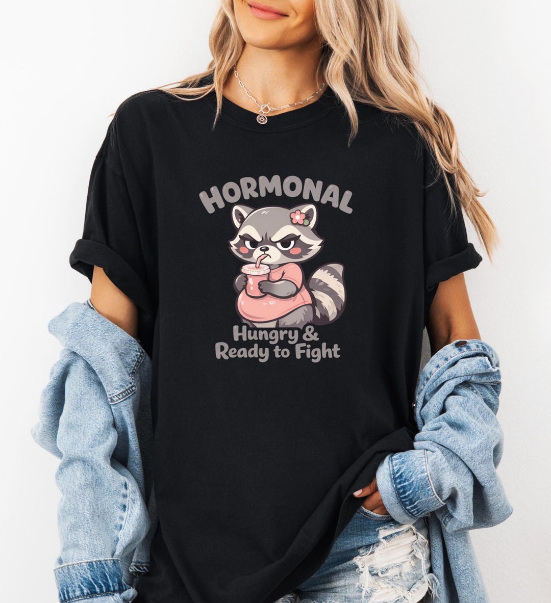 HORMONAL Hungry & Ready to Fight Funny Raccoon Png, Pregnancy Humor ...