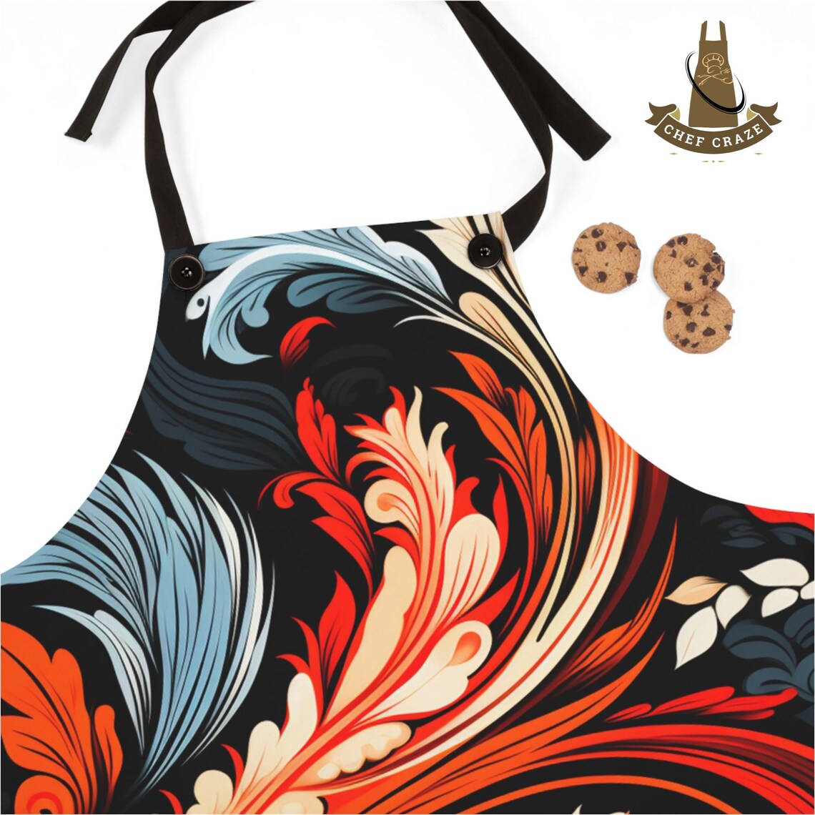 Floral Chef Apron, Kitchen Pinafore, Abstract Pinafore for Women, Cute ...
