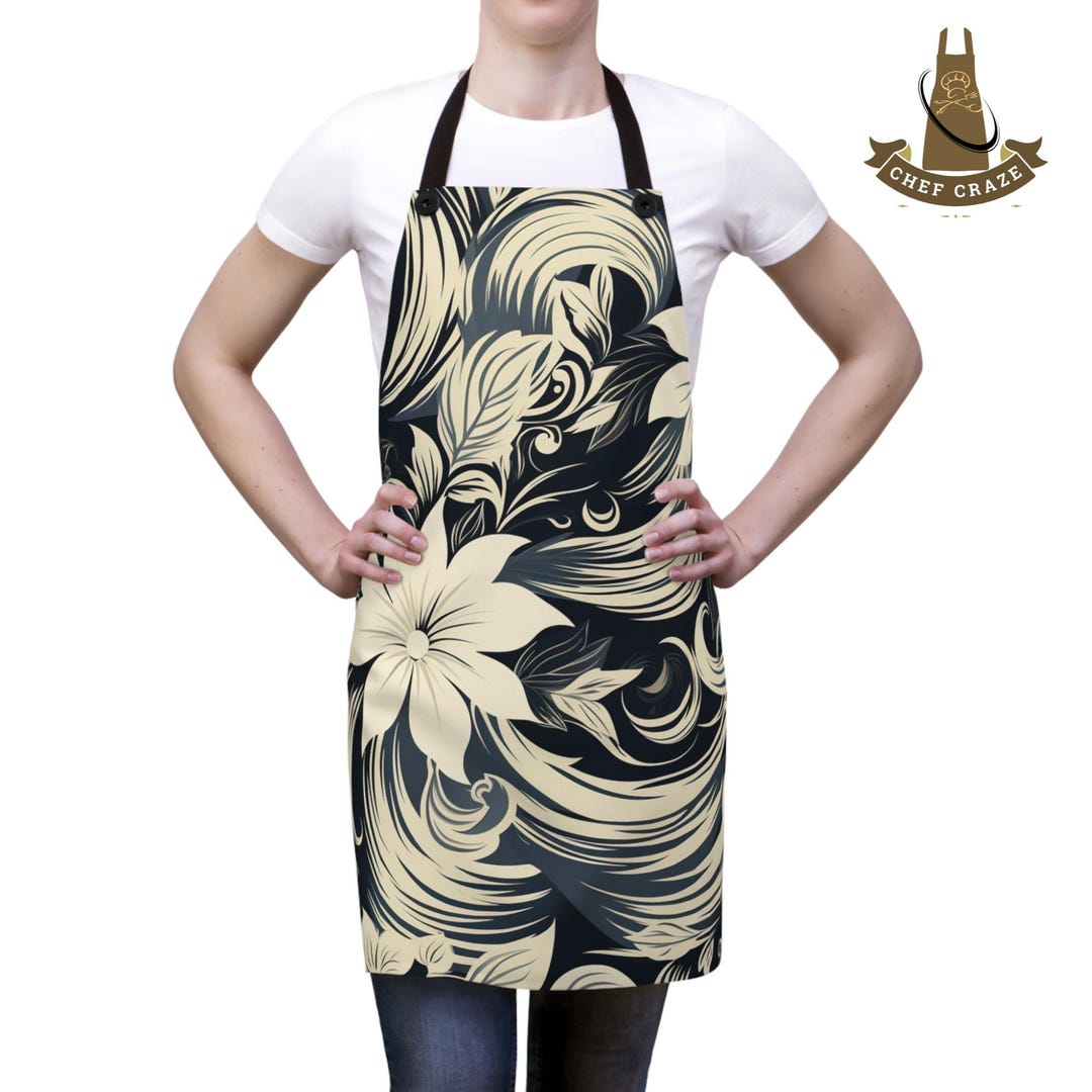 Floral Chef Apron, Kitchen Pinafore, Abstract Pinafore for Women, Cute ...