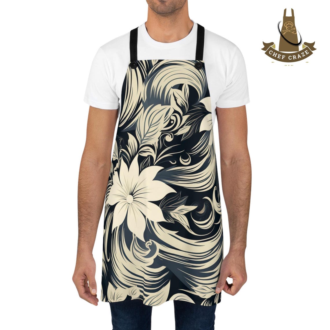 Floral Chef Apron, Kitchen Pinafore, Abstract Pinafore for Women, Cute ...