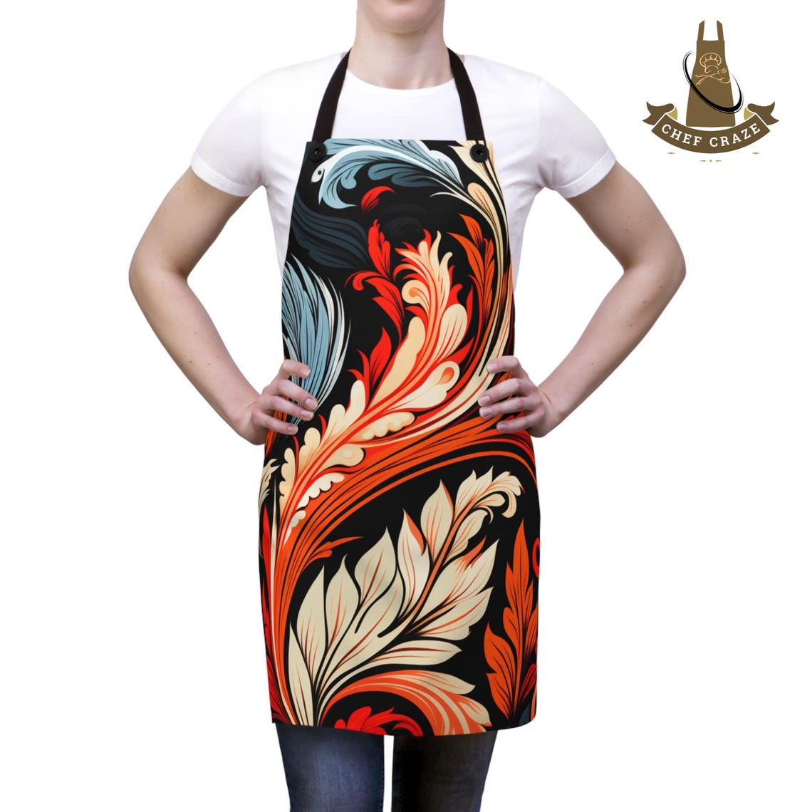 Floral Chef Apron, Kitchen Pinafore, Abstract Pinafore for Women, Cute ...