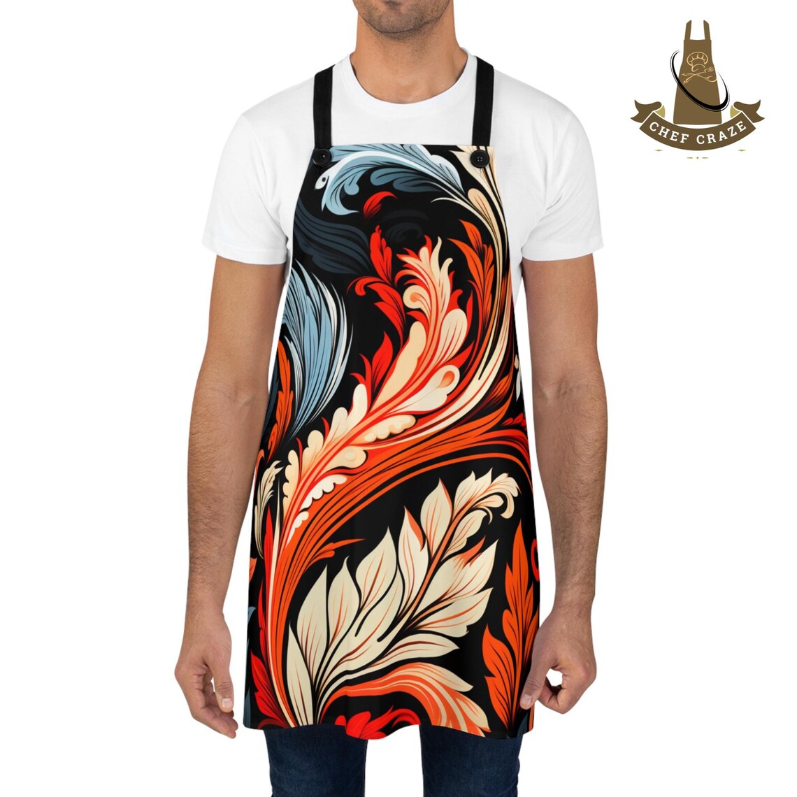Floral Chef Apron, Kitchen Pinafore, Abstract Pinafore for Women, Cute ...