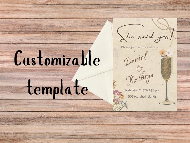Rustic Engagement Invitation, Engagement Digital Download, Customizable ...