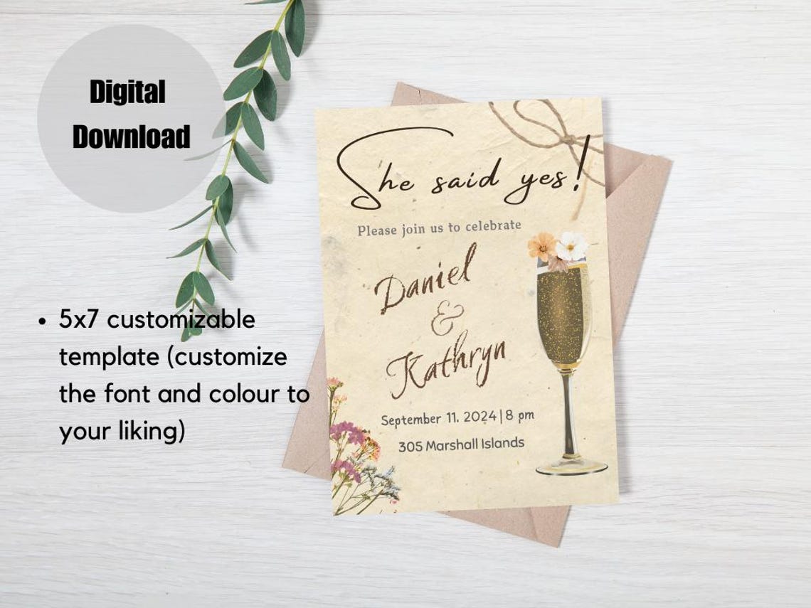 Rustic Engagement Invitation, Engagement Digital Download, Customizable ...