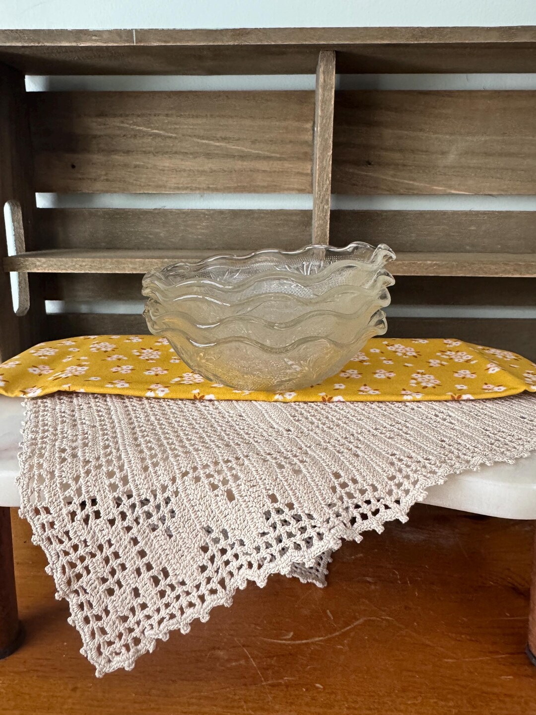 Vintage MCM Sandwhich Glass Anchor Hocking Fruit Dessert Dish Set of 4 ...