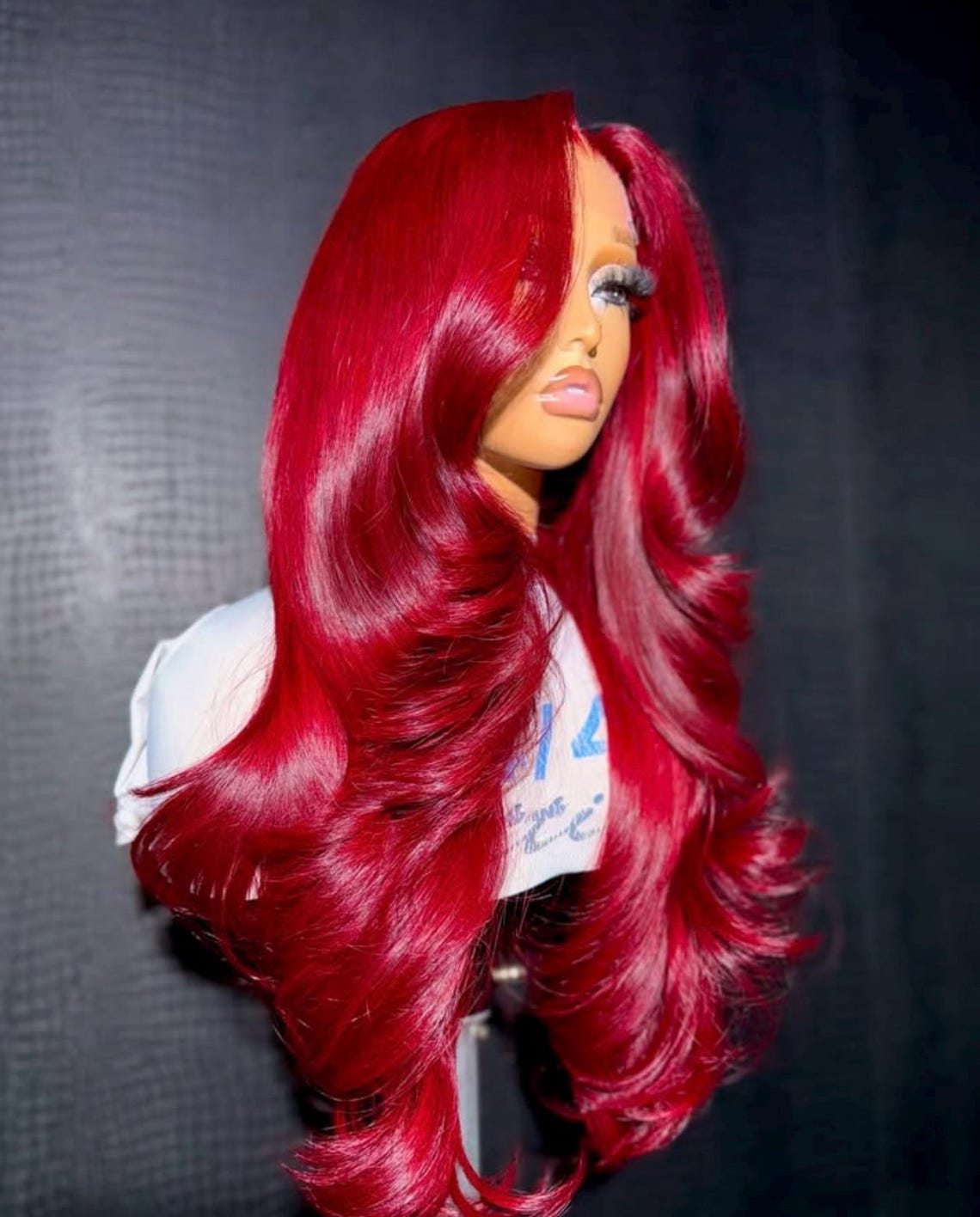 Red Bombshell Body Wave Layered Wig – HD Lace Front | Custom Styled ...