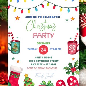 Invitation Christmas Party, Holiday Event Invite, Festive Gathering ...