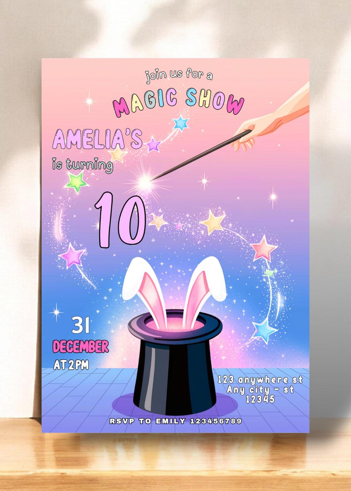 Magic Show Invitation, Birthday Party Invite, Magical Birthday Template ...