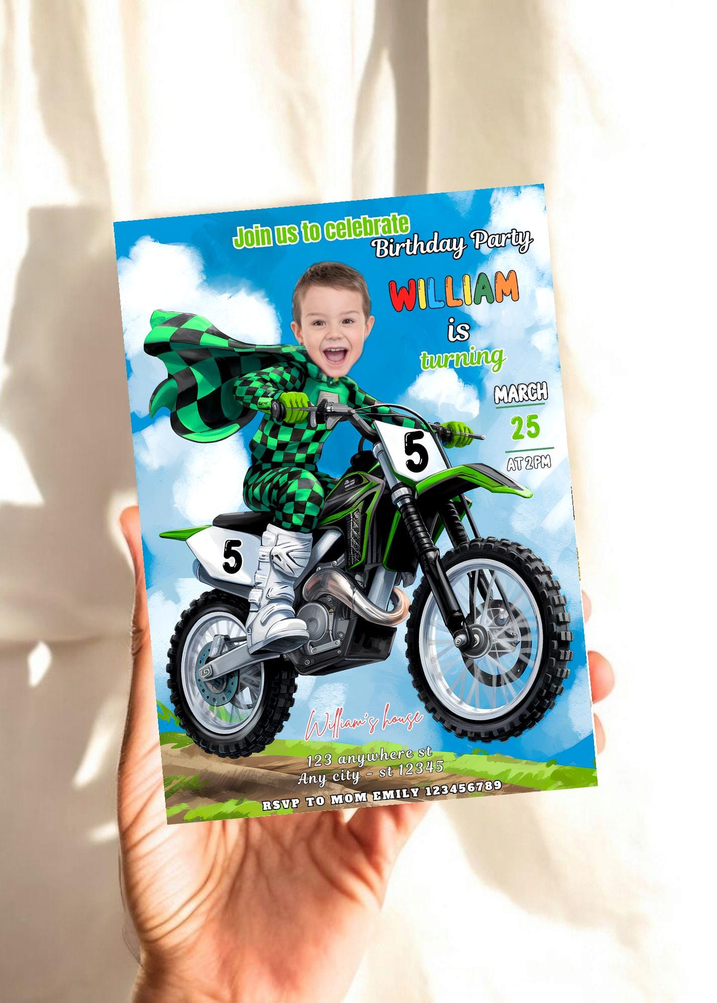 Motocross Birthday Invitation, Dirt Bike Party Invite, Boys Fifth ...