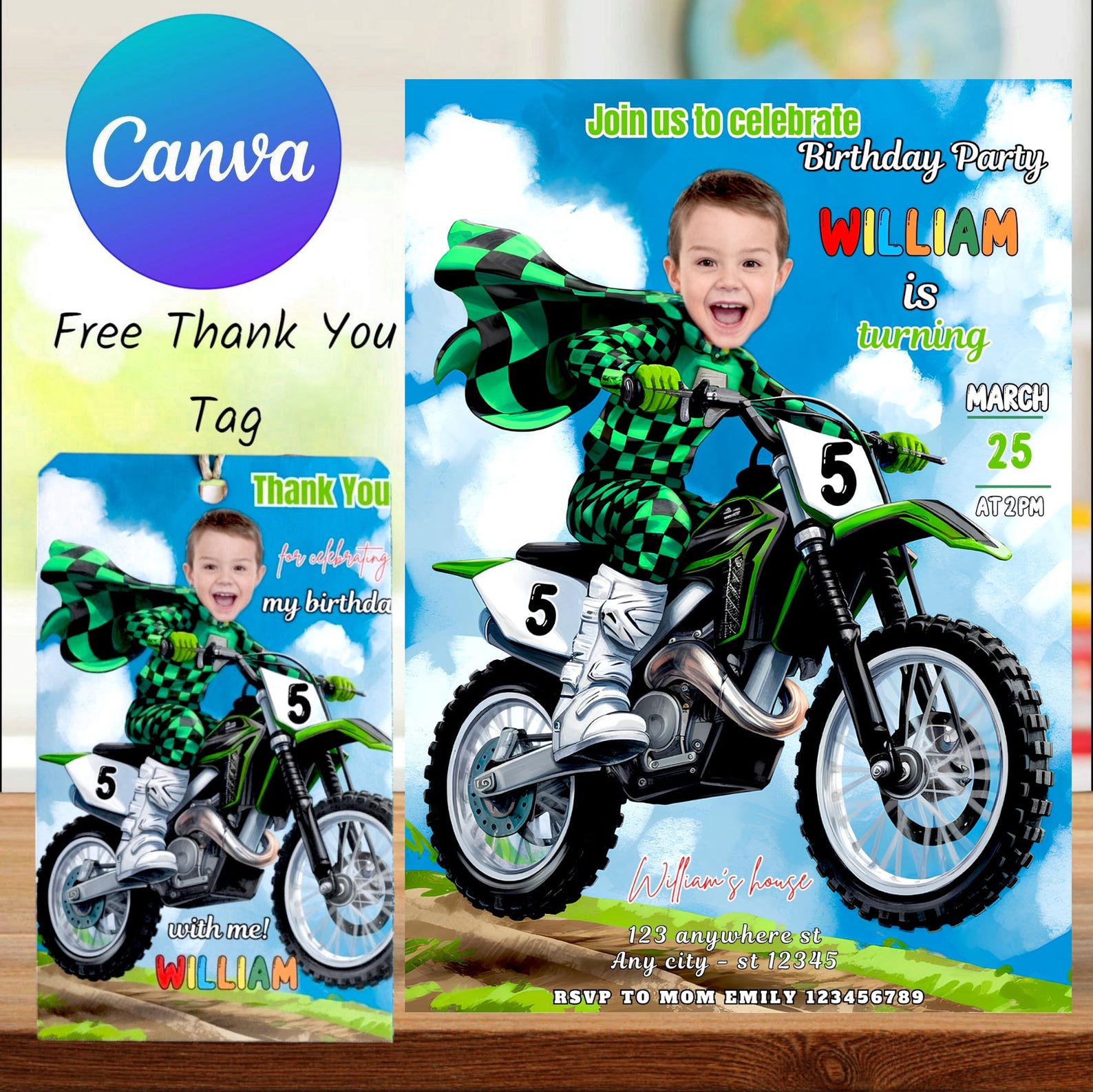 Motocross Birthday Invitation, Dirt Bike Party Invite, Boys Fifth ...