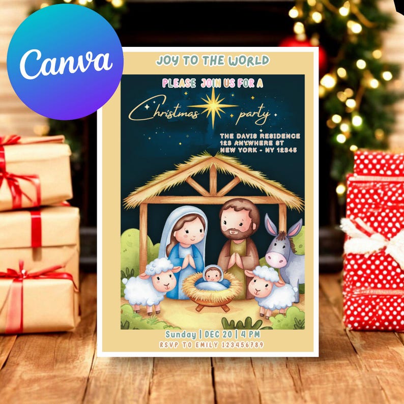 Template, Nativity Invitation Template, Christmas Party Template ...