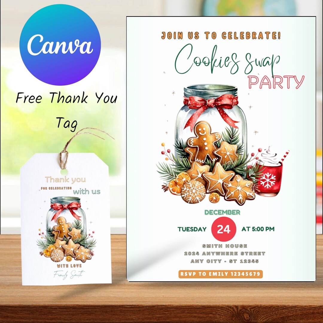 Invitation Cookies Swap Party, Christmas Cookie Exchange, Holiday Event ...